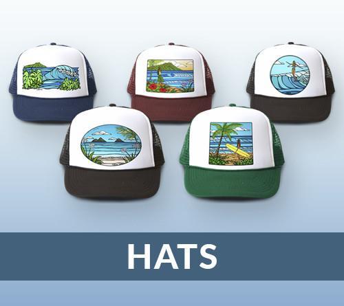 Hawaii Trucker Hats - Heather Brown Art